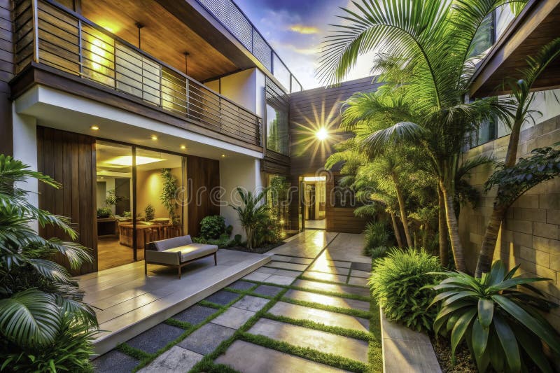 AIGenerated Dream Beach Courtyard Home a Stunning Visualization of Coastal Modern Architecture ...