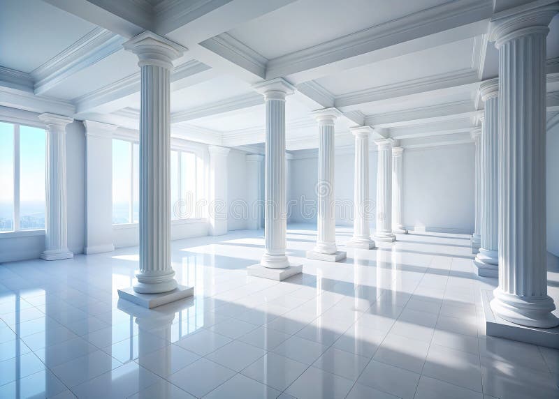 AIGenerated Empty White Abstract Room with Columns HDRI Map a Versatile ...