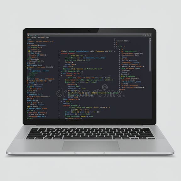 AIGenerated Laptop Mockup Displaying Colorful HTML Code Stock ...