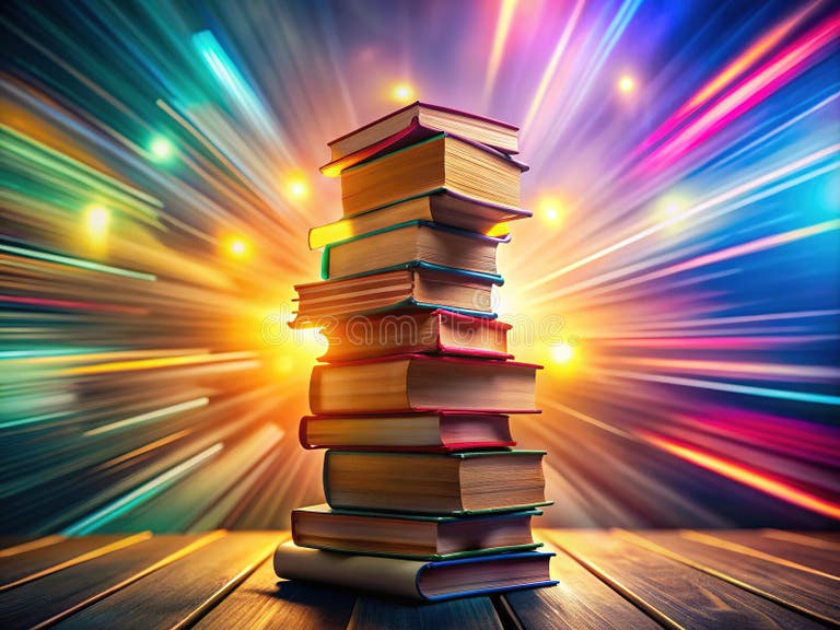 AIGenerated Long Exposure Illustration a Stack of Books Transformed ...