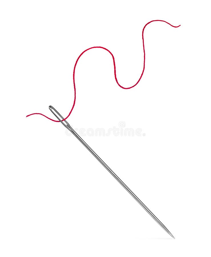 Fil, Aiguille Rouge Et Bouton D'isolement Sur Le Blanc Photo stock ...