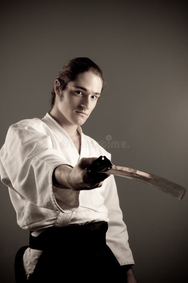 Aikido Man with Katana(sword) from Back Stock Photo - Image of sword ...