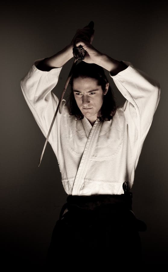 Aikido Man with Katana(sword) from Back Stock Photo - Image of sword ...