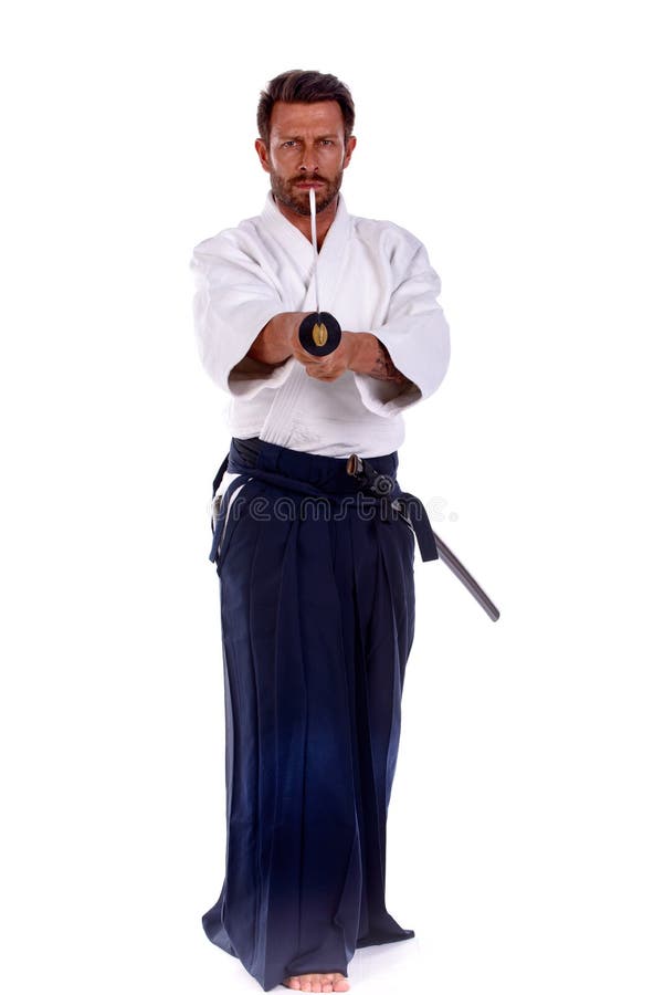 Martial Arts Man With Sword Stock Photo - Image of dojo, defence: 25592854