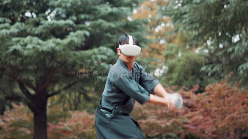 Aikido, Technique and Virtual Reality with Japanese Man in Forest for ...