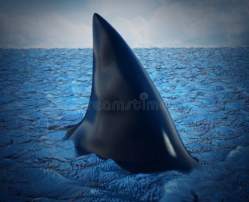 Aileron De Requin Sur L'eau Illustration 3D Illustration Stock ...