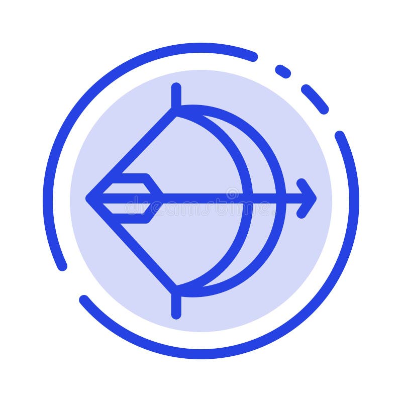 Aim, Archery, Arrow, Bow, Shoot Blue Dotted Line Line Icon Stock Vector ...