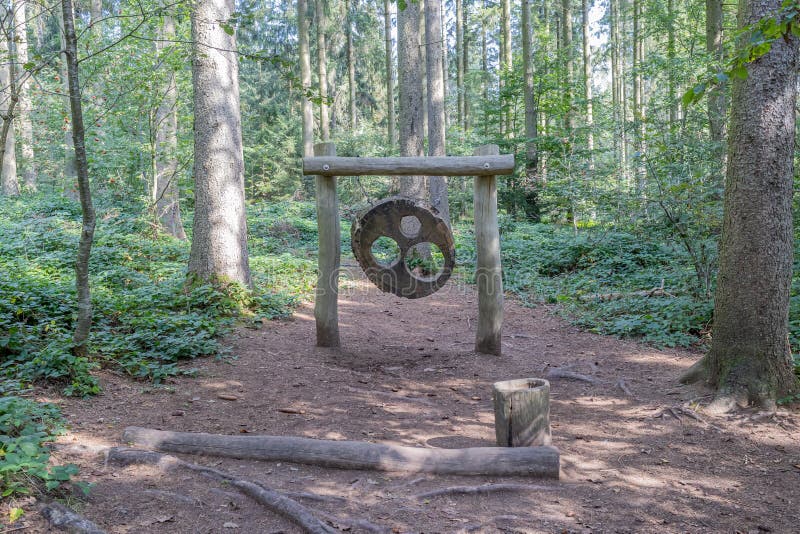 Aim Game, Panel of a Tree Trunk with Holes for Throwing Balls, Wild ...