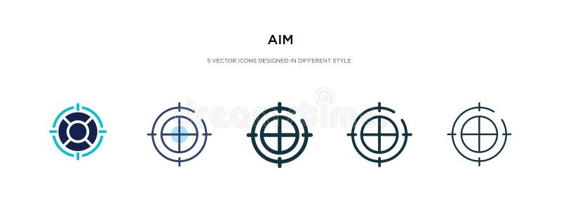 Aim Icon in Different Style Vector Illustration. Two Colored and Black ...