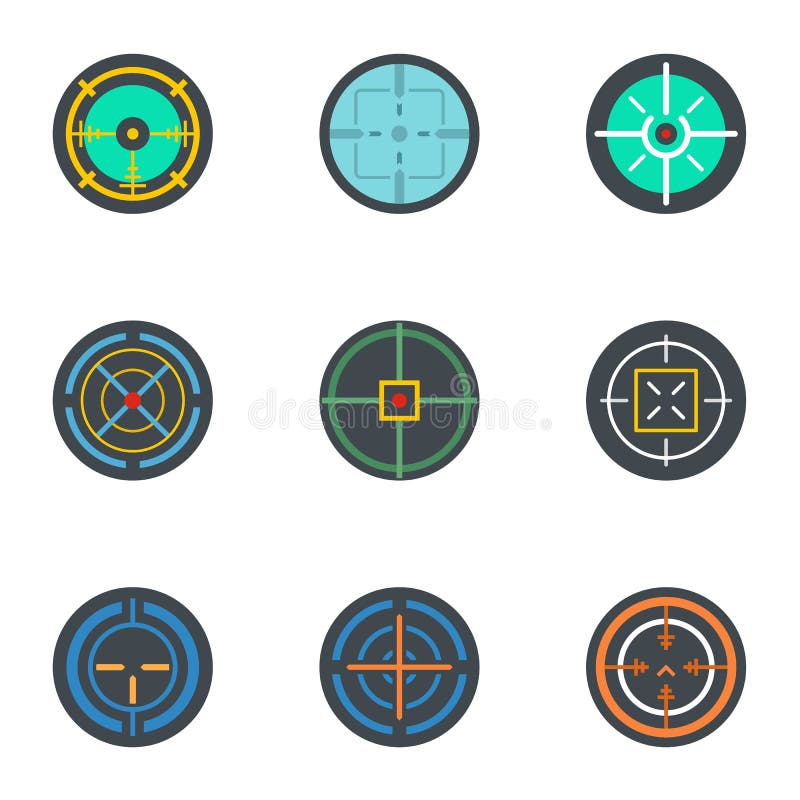 Aim icon set, flat style stock vector. Illustration of periscope ...