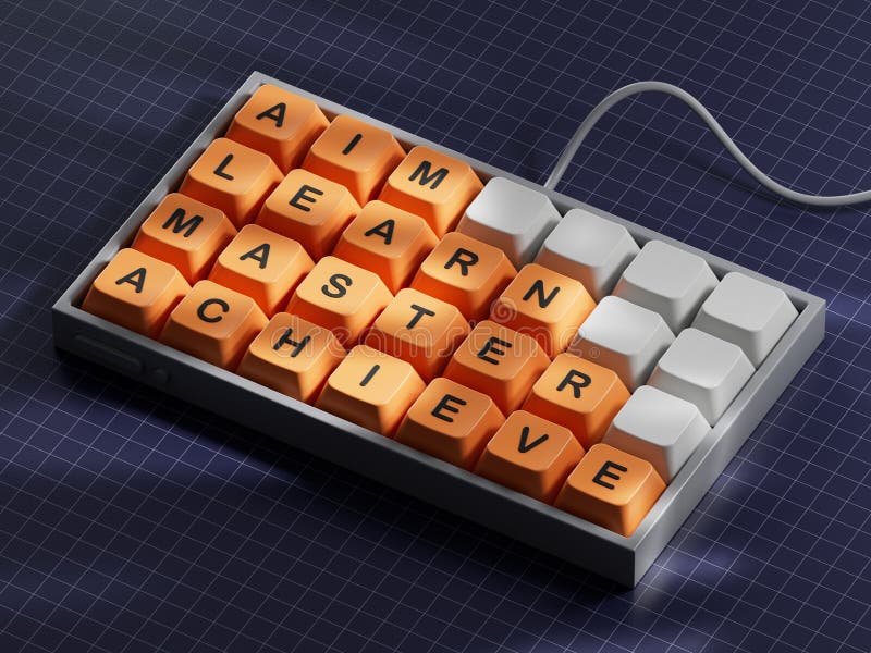 Aim Learn Master Achieve Symbol. Concept Word Aim Learn Master Achieve ...