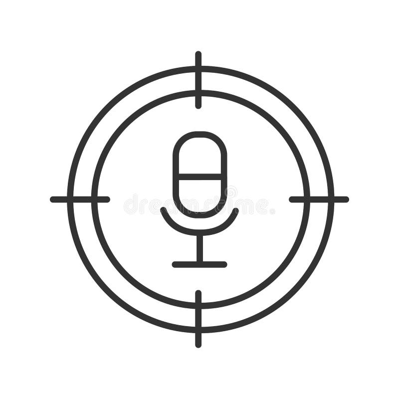 Aim on Microphone Linear Icon Stock Vector - Illustration of reticle ...
