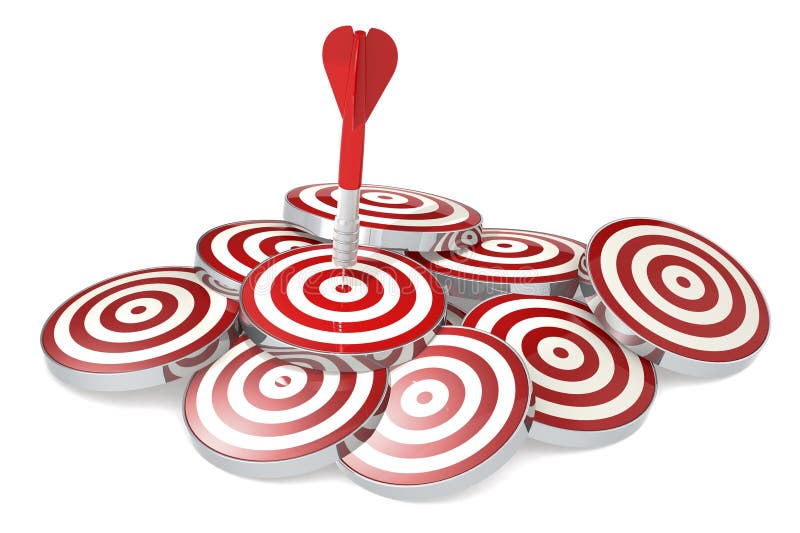 Aim for Target with Red Dart Hitting the Center of Board Stock ...