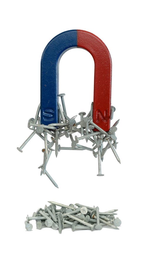 Aimant et clous. photo stock. Image du forme, aimant - 25536024