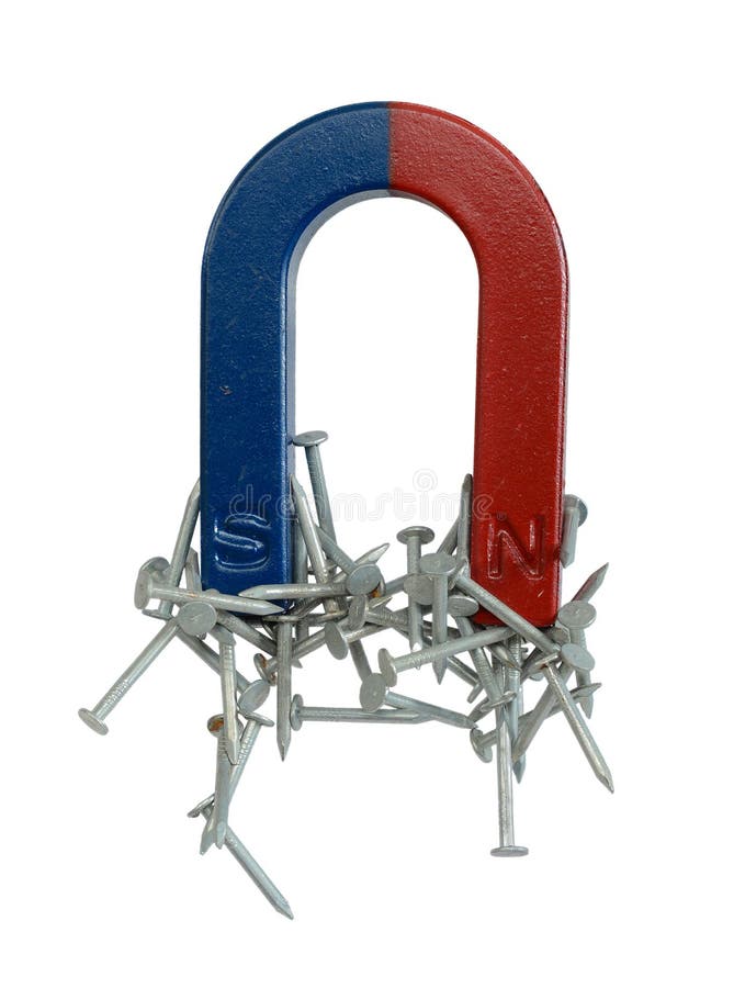 Aimant et clous. photo stock. Image du forme, aimant - 25536024