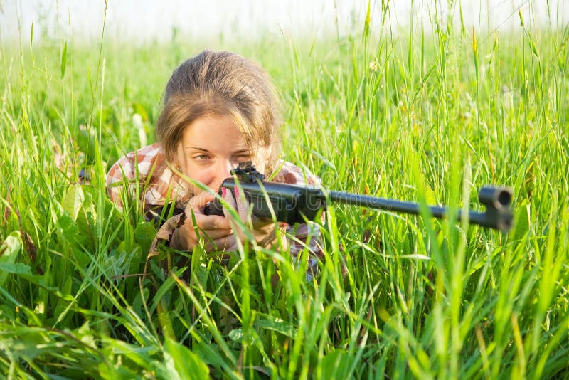 Sniper girl stock photo. Image of sight, forces, aiming - 23700776
