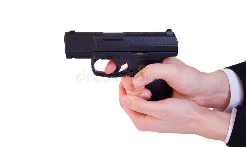 Aiming with gun stock image. Image of handgun, hand, aiming - 13314619