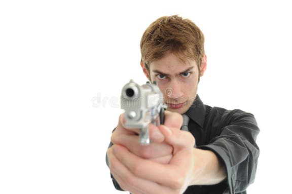 Aiming pistol handgun stock photo. Image of defend, cutout - 13822296