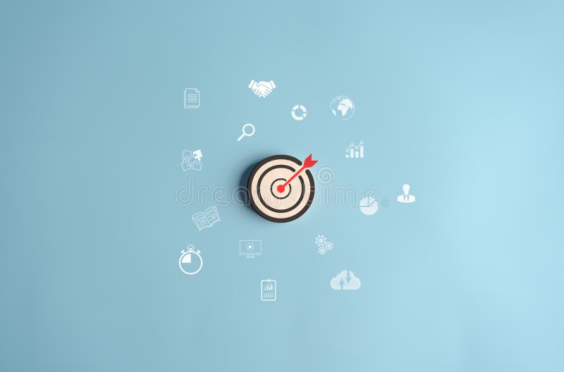 Aiming Target Dashboard on Wooden Circle for Planning Development ...