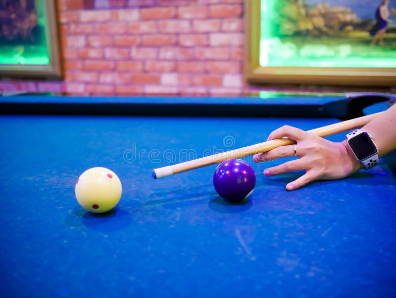Hands Aiming White Ball To Shot Close Up Stock Image - Image of leisure ...