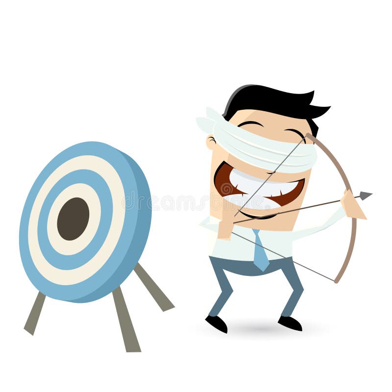 Blindfolded Businessman Aiming in the Wrong Direction Stock Vector ...