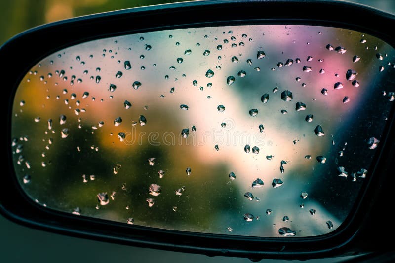 Ain Drops on Car Side View Mirror Stock Photo - Image of splash, drop ...