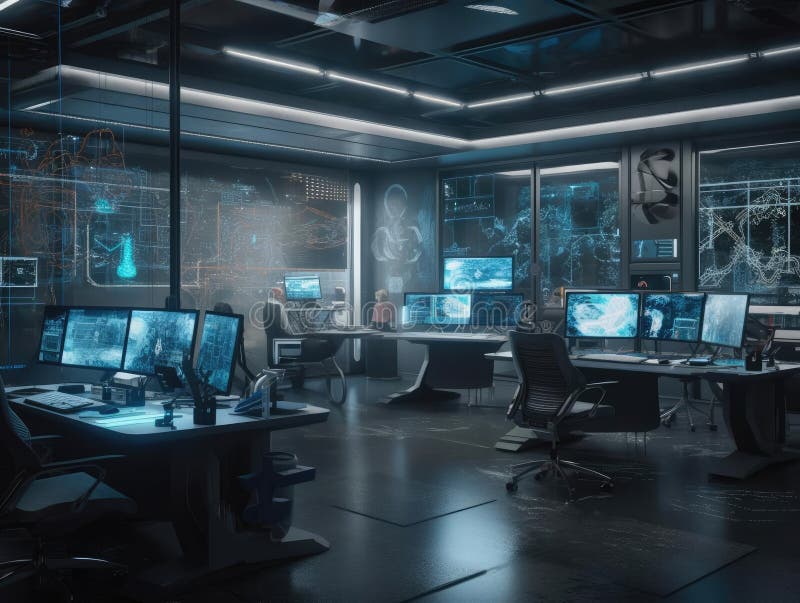 Aipowered Office With Realtime Data Display Stock Illustration Illustration Of Hightech