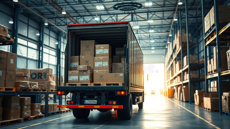 AIPowered Visual of a Warehouse Truck Loading Goods a Stunning ...