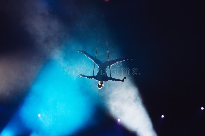 An Air Acrobat in the Circus Ring Stock Image - Image of exercise ...