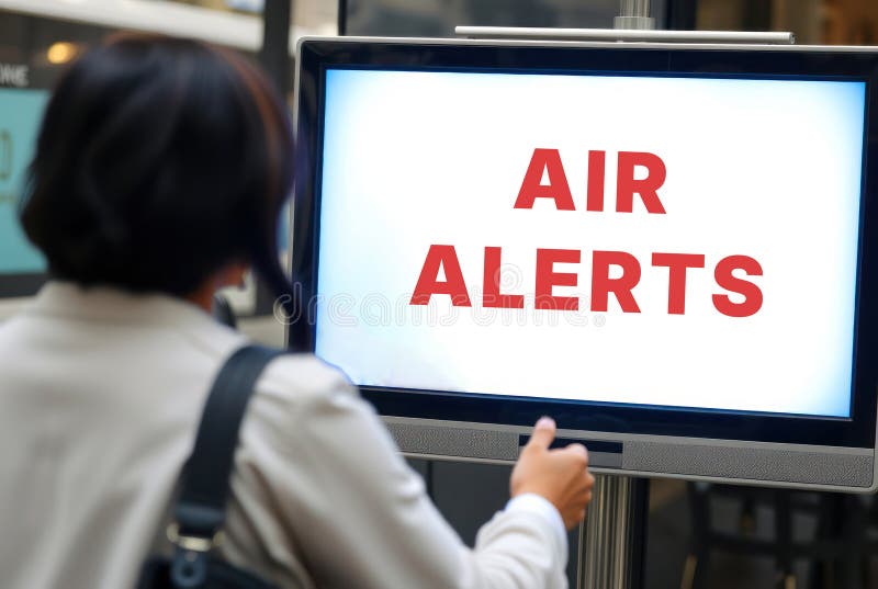 AIR ALERTS Word Text on Tv Screen Stock Illustration - Illustration of ...