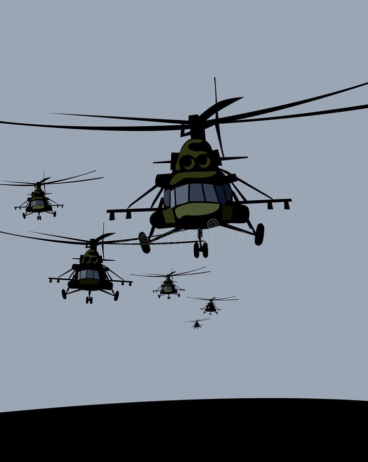Group of Combat Helicopters Military Concept Chopper in Air Army Icon ...