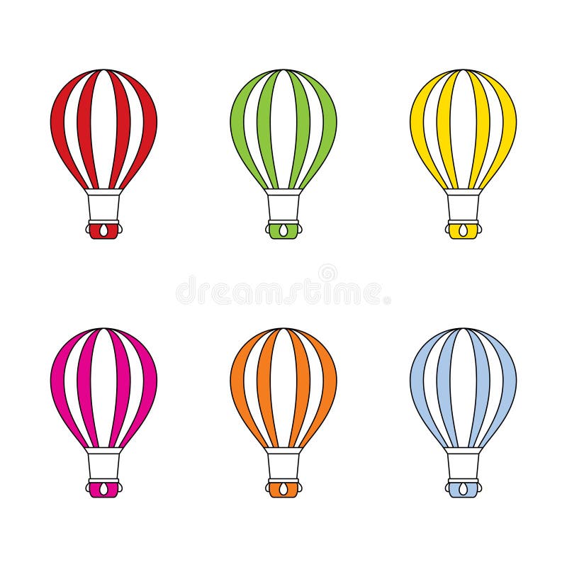 Air Balloon Icon Vector Design with White Background - Air Balloon Icon ...