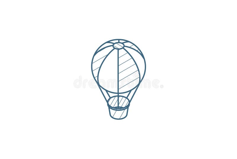 Air Balloon Isometric Icon. 3d Line Art Technical Drawing. Editable ...