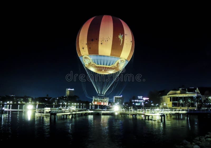 Hot Air Balloon Night Glow stock image. Image of colorful - 45207425