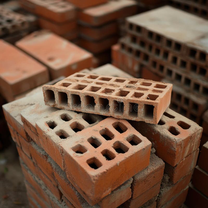 Air Bricks Stacked in a Construction Site, Showcasing Raw Textures ...