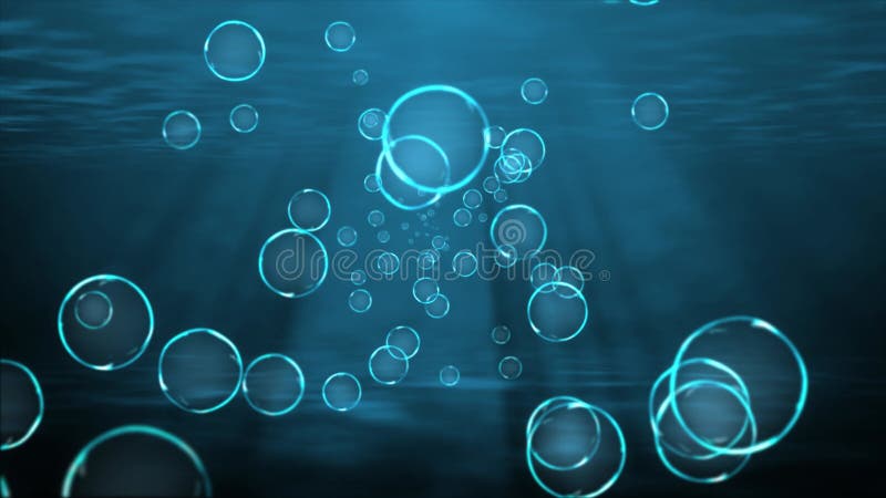Air Bubbles Floating and Burst Under Transparent Water on 4K 3D Green ...