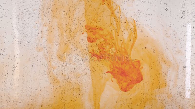 Flat Bottle and Additional Orange Ink Flowing in Water Solution Stock ...