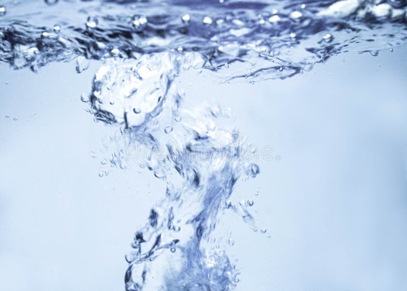 Air Bubbles Rising Up To Surface in Blue Pure Water. Abstract ...