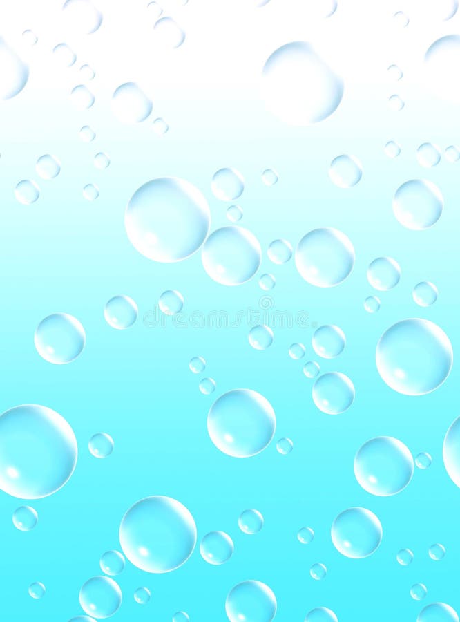 Clean Water with Transparent Bubbles Blue Shine Background. Stock ...