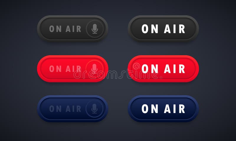 On Air Button. Live Stream Signs. Microphone Symbol. Vector on Isolated ...
