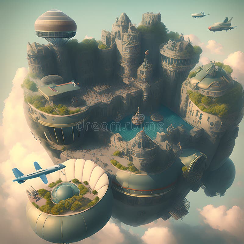 Air Castle, Generative AI Illustration Stock Illustration ...