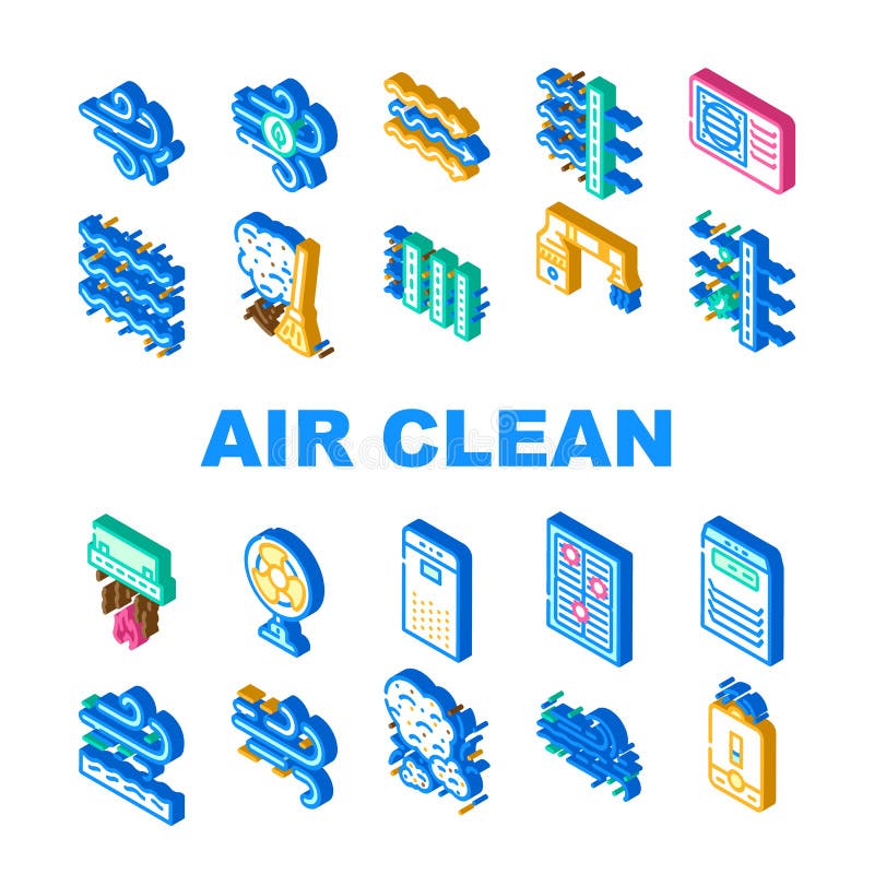 Air Clean Flow Freash Wind Filter Icons Set Vector Stock Vector ...
