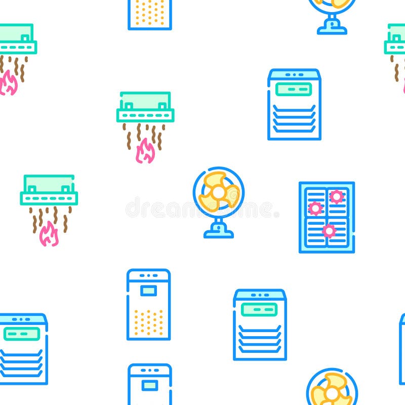 Air Clean Flow Freash Wind Filter Vector Seamless Pattern Stock Vector ...