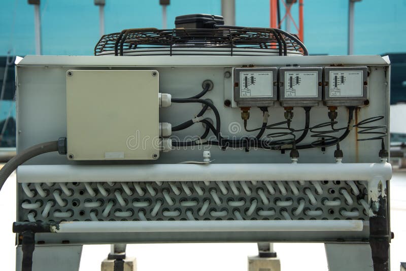 Air Compressor on the Building Stock Photo - Image of electricity ...
