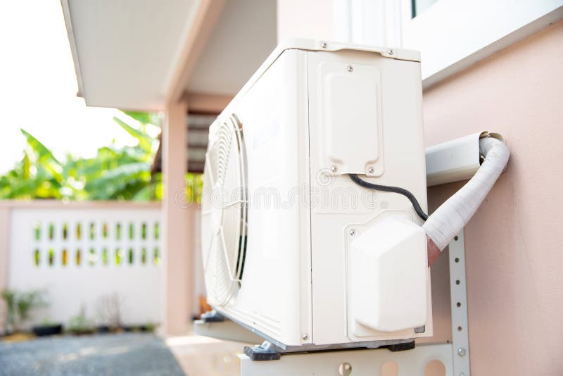 Close-up External Split Wall Type of Outdoor Home Air Conditioner Unit ...