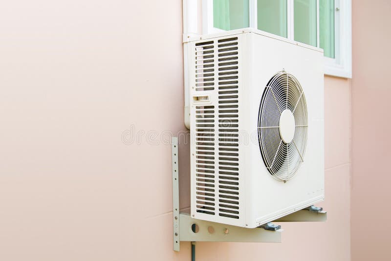 Close-up External Split Wall Type of Outdoor Home Air Conditioner Unit ...
