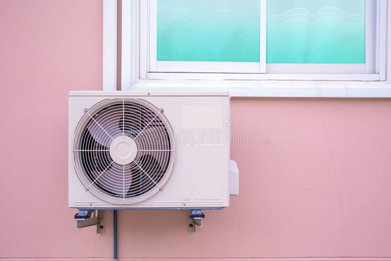 Close-up External Split Wall Type of Outdoor Home Air Conditioner Unit ...