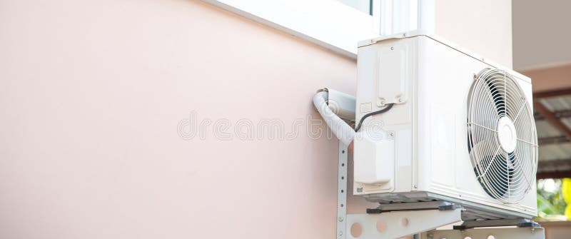 Close-up External Split Wall Type of Outdoor Home Air Conditioner Unit ...
