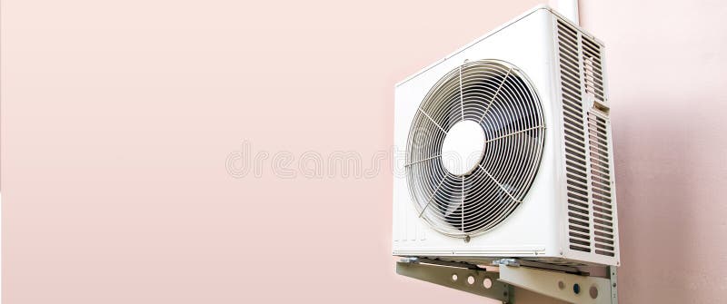 Close-up Three External Split Wall Type of Outdoor Home Air Conditioner ...