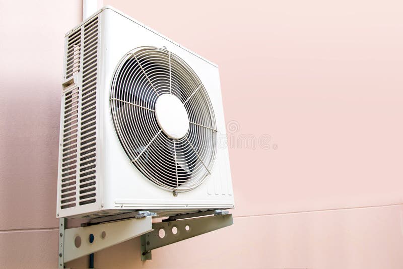 Air Compressor, Close-up Three External Split Wall Type of Outdoor Home ...